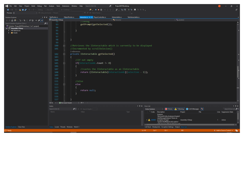 Object Interaction – Aidan Takami Game Development